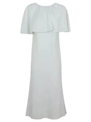 Roland Mouret Cape-overlay Gathered-neck Dress - Neutrals
