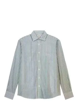 Hartford Paul Striped Chest-pocket Shirt - Blue