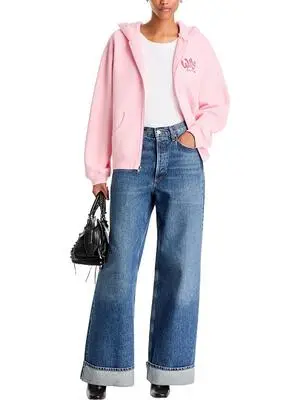 WILLY CHAVARRIA Ropita Shrunken Zip Through Hoodie - Chicle