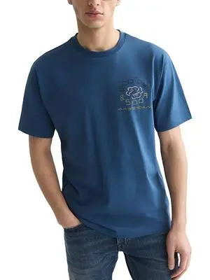 Scotch & Soda Front And Back Artwork Relaxed Fit T Shirt - Ensign Blue