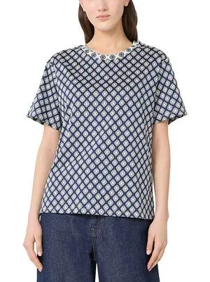 Max Mara Printed Cotton T-shirt - Navy