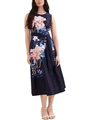 PHASE EIGHT Floral Printed Fit And Flare Midi Dress - Navy