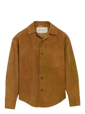 AMI Paris Suede-finish Button-up Jacket - Grey