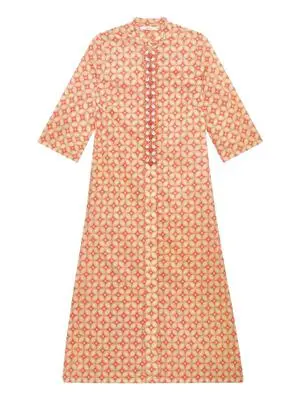 Malìparmi Shell-embellished Geometric-print Kaftan - Orange
