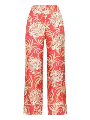 Malìparmi Floral-print Silk Trousers - Red