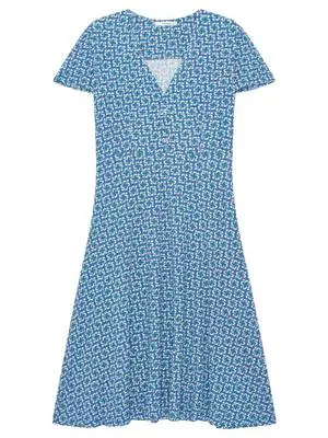 Malìparmi Geometric-print Godet Dress - Blue