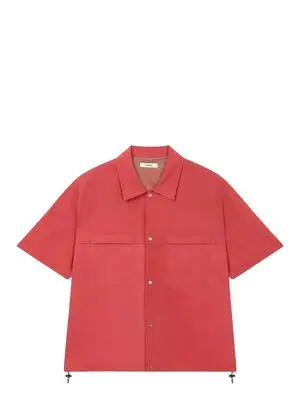 STUDIO TOMBOY Short-sleeve Drawstring-hem Shirt - Red