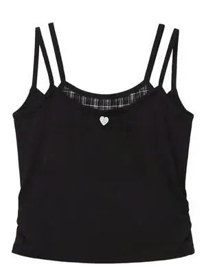 Izzue Double-strap Top With Logo Plaque - Black