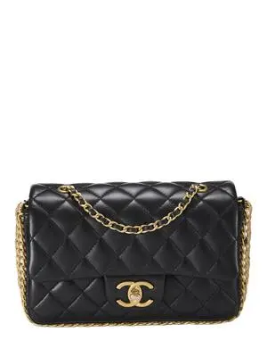 Chanel Lambskin River Of Pearls Flap Bag - Black