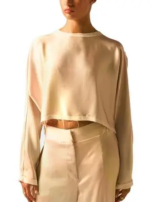 JBQ Raw-cut Cropped Top - Neutrals