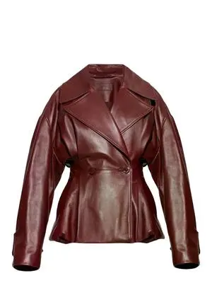 Balenciaga Folded Long-sleeve Leather Jacket - Red