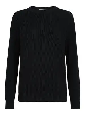 Brunello Cucinelli Cotton Sweater With Ribbed Detail - Black