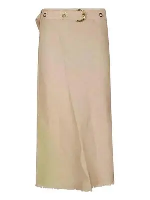 Pinko Eyelet-embellished Belted Skirt - Neutrals