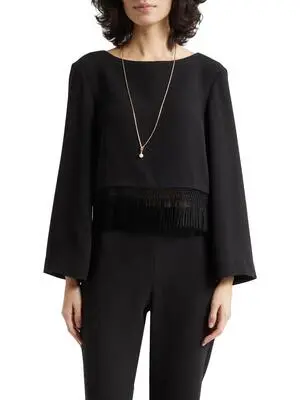 Posse Bianca Fringe Hem Top - Black