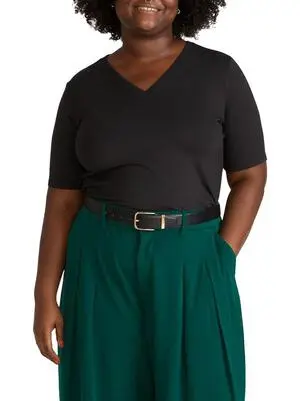 Universal Standard Stripe Cotton Jersey T-shirt - Black