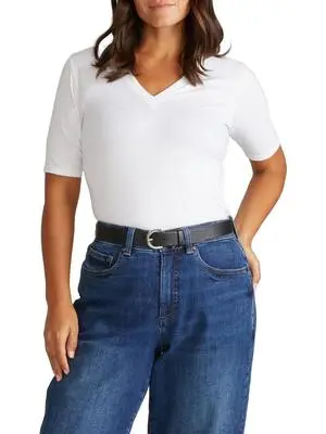 Universal Standard Stripe Cotton Jersey T-shirt - White