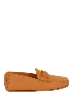 FERRAGAMO Palinuro Gancini Leather Loafers - Brown