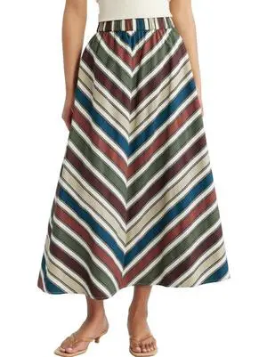 Topshop Stripe Cotton Skirt - Blue Multi