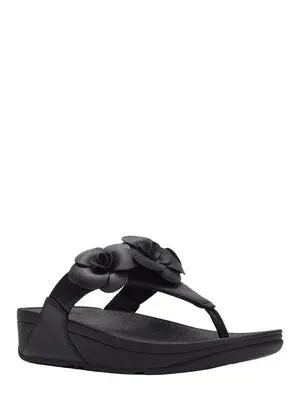 Fitflop Lulu Flower Toe-Post Sandals Black
