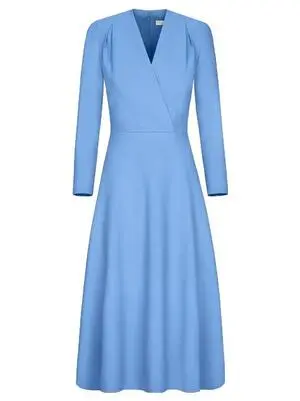 Oscar De La Renta Wool-blend Long-sleeve Wrap Dress - Red