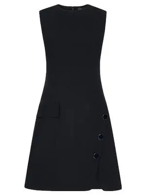 Oscar De La Renta Button-detailed Wool-blend Dress - Red