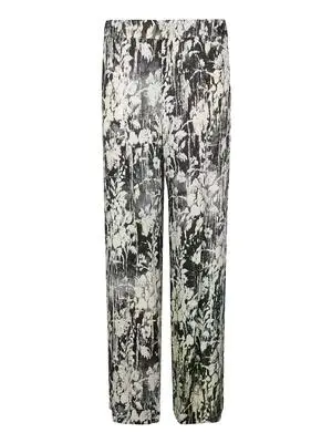 PT TORINO Floral-Print Wide-Leg Trousers Black