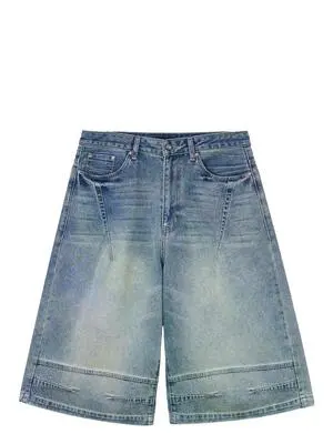 FIVE CM Paneled Denim Shorts - Blue