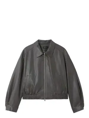 TOUT A COUP Collared Zip-up Bomber Jacket - Grey