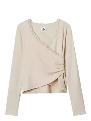 B+AB Lace-trimmed Top - Neutrals
