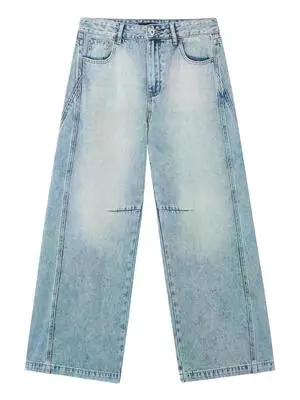 TOUT A COUP Washed-effect Wide-leg Jeans - Blue
