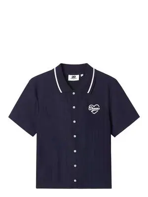 CHOCOOLATE Buttoned Ribbed Top Blue