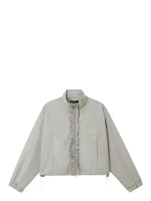 TOUT A COUP Ruffled-trim Zip-up Bomber Jacket - Grey