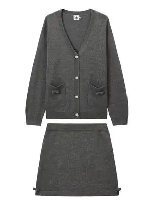 B+AB Knitted Skirt Set With Bow Detailing - Grey