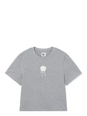 B+AB Flower Lace-trimmed T-shirt - Grey