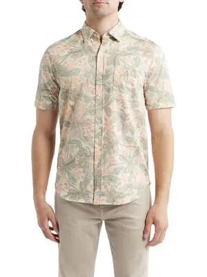 Tommy Bahama San Lucio Sea Shade Islandzone® Knit Short Sleeve Cotton Blend Button-up Shirt - Abalone