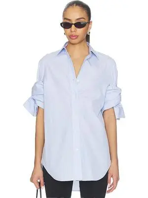 Monse Knotted Sleeve Button Down Shirt - Sky Blue