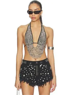 LESLIE AMON Leslie Amon Embellished Halter Top