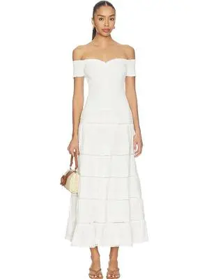 Heartloom Celsa Off-the-shoulder Smocked Bodice Midi Dress - Eggshell