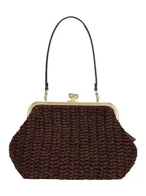 COACH Large Weave Straw Kisslock Frame 27 Bag