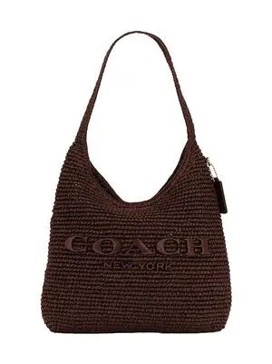 COACH Refined Weave Straw Brooklyn 28 Shoulder Bag - Maple