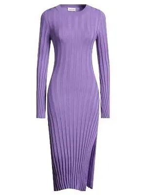 REBEL QUEEN BY LIU •JO Midi Ribbed Knit Dress - Purple
