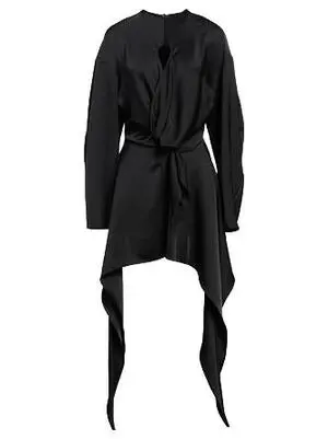 Attico Viscose Asymmetrical Mini Dress - Black