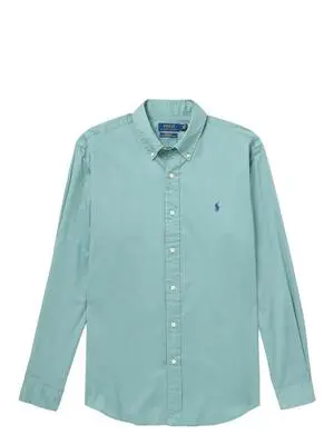 Polo Ralph Lauren Button-down Collar Logo-embroidered Cotton Shirt - Blue