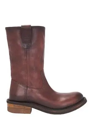 Miu Miu Calfskin Leather Pull-on Boots - Caffe