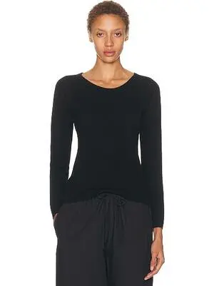 THE ROW Nezana Superlight Cashmere Knit Top - Black