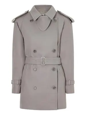 Max Mara Double-breasted Belted Cotton-gabardine Cropped Trench Jacket - Gray