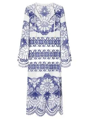 Borgo De Nor Clea Scalloped Broderie Anglaise Midi Dress - Blue