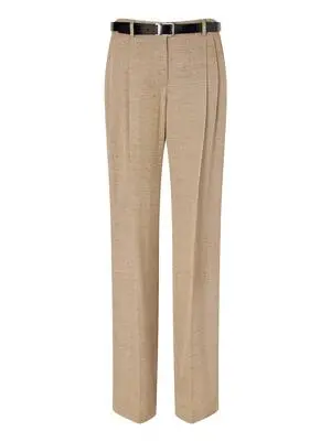 Dolce & Gabbana Belted Wide-leg Dupioni Pants - Neutrals