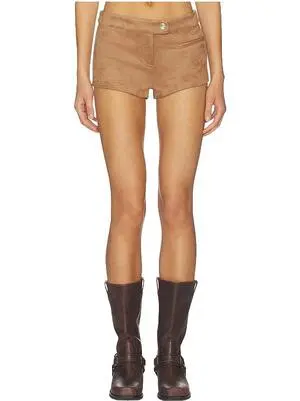 MORE TO COME Faux Suede Short - Tan