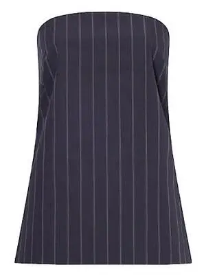 ST. AGNI Striped Strapless Cotton-blend Top - Ink